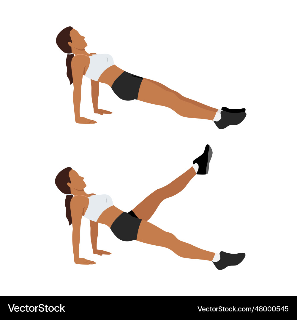 Woman doing reverse plank with leg raise form in Vector Image