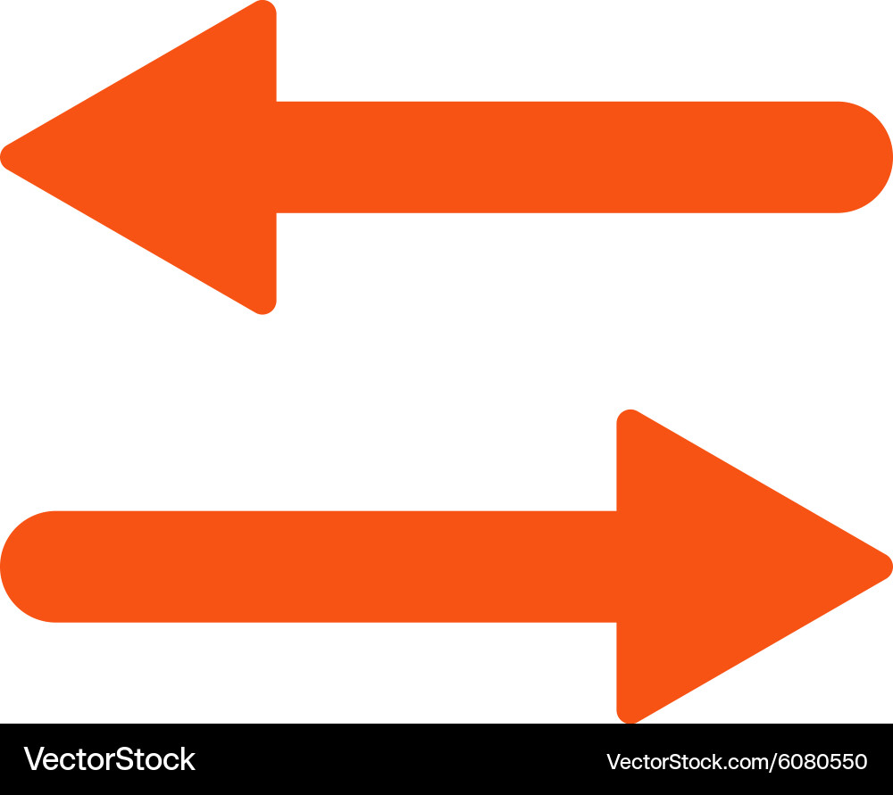 Arrows Exchange Horizontal flat orange color icon Vector Image