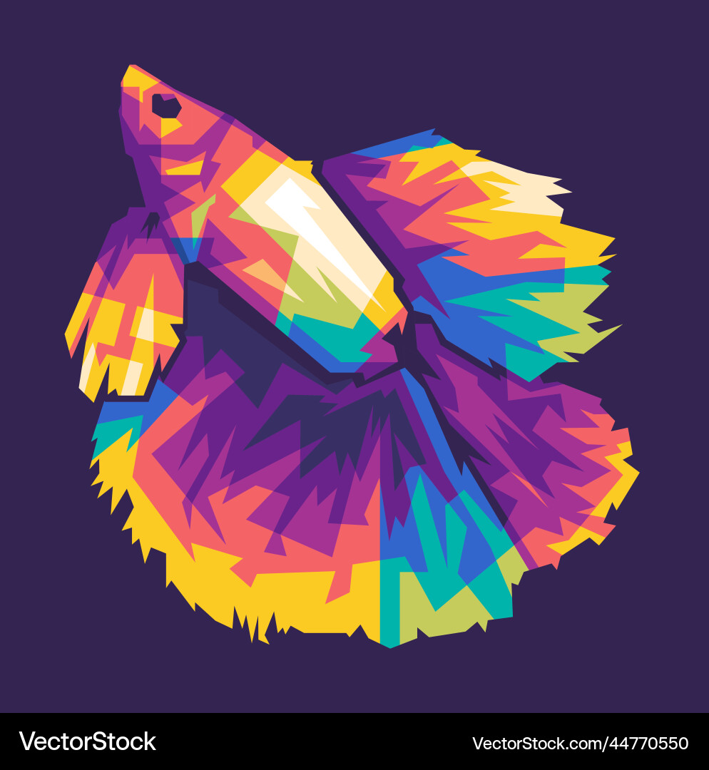 Betta fish design with colorful wpap pop art Vector Image
