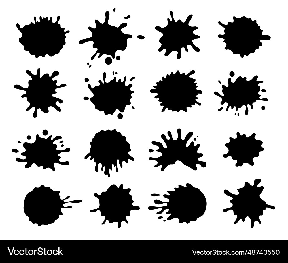 Black paint or ink splashes with drops splatter Vector Image