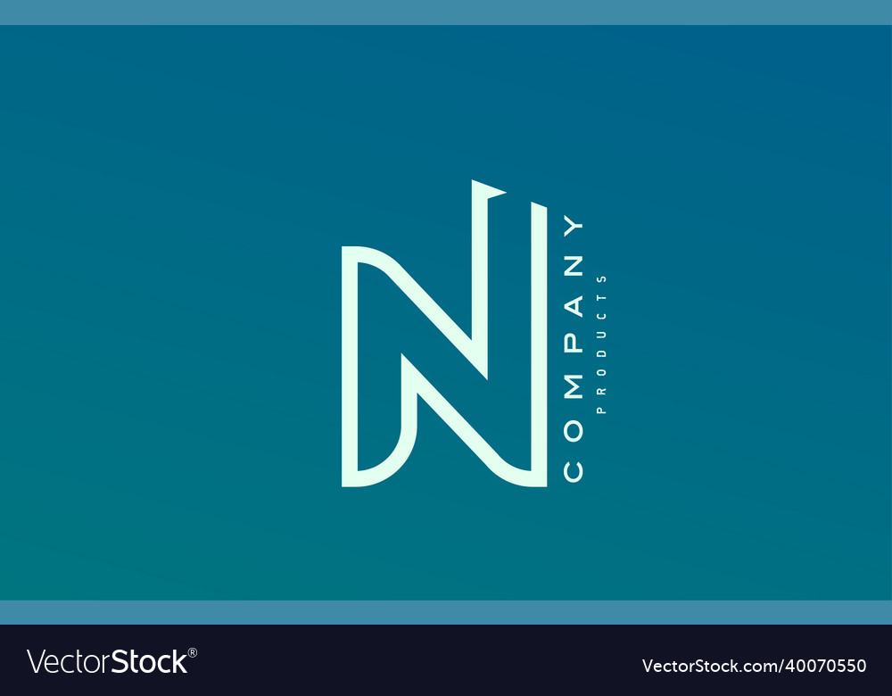 Blue white n alphabet letter logo icon with line Vector Image
