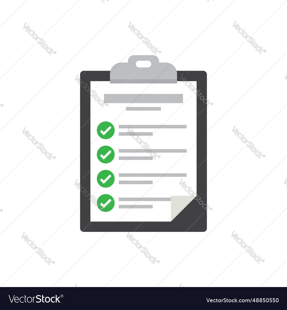Clipboard with checklist icon in flat style Vector Image