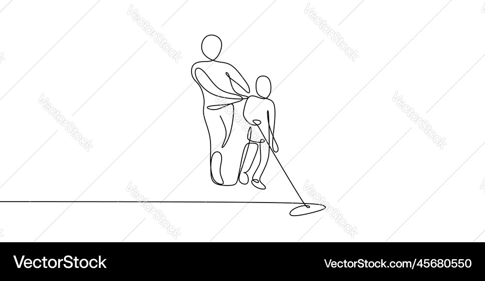 Continuous line drawing of two peoples tools Vector Image