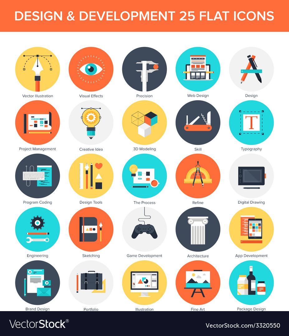 Design and development icons Royalty Free Vector Image