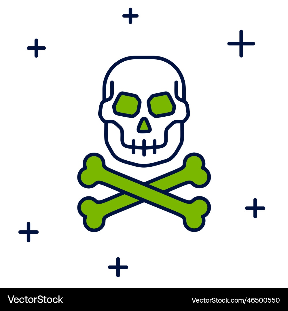 Filled outline skull on crossbones icon isolated Vector Image