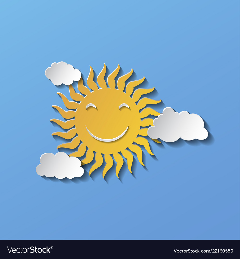 Flat design smiling cartoon sun isolated on blue Vector Image Flat design smiling cartoon sun isolated on blue Vector Image