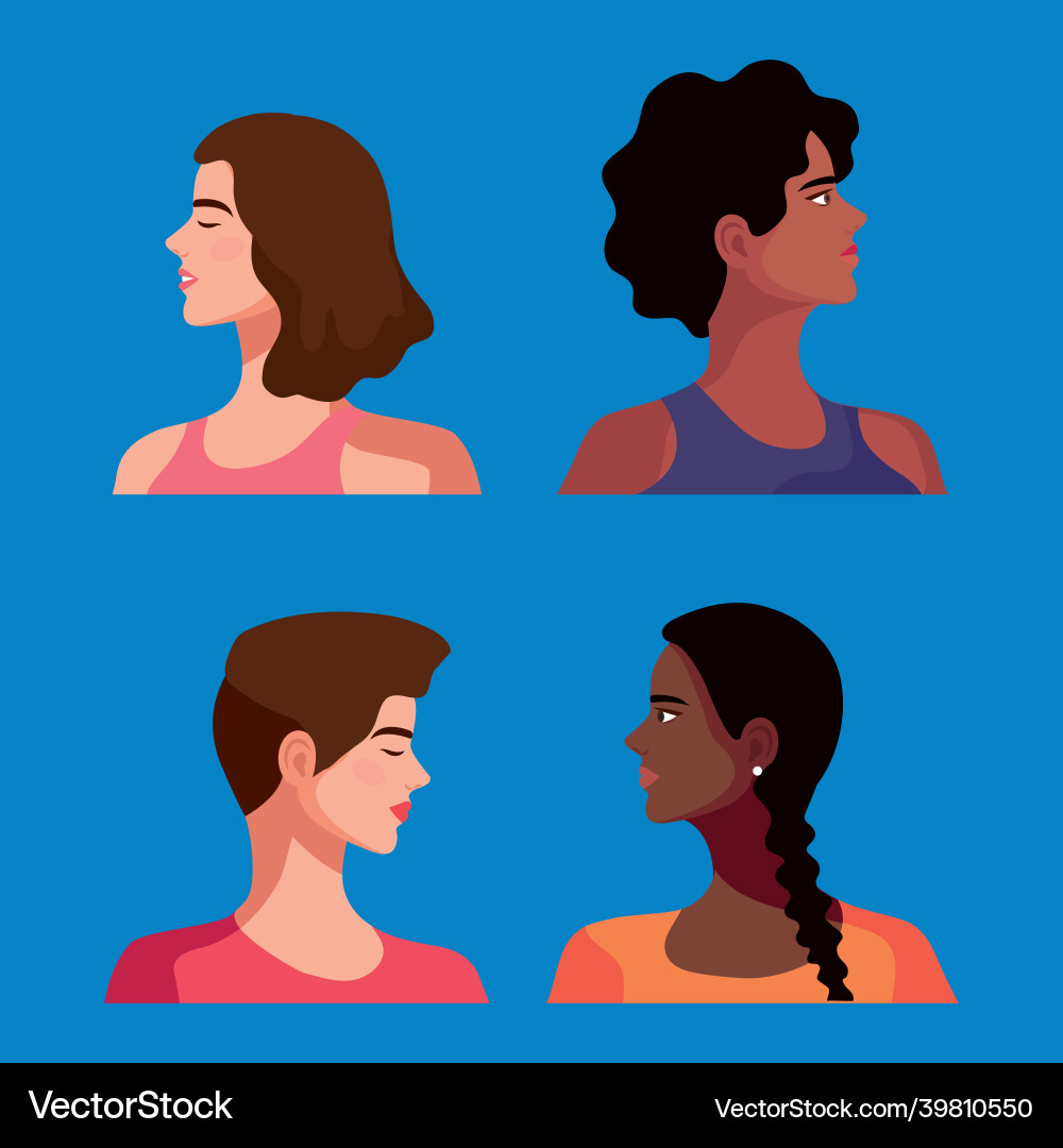 Four beautiful women characters Royalty Free Vector Image
