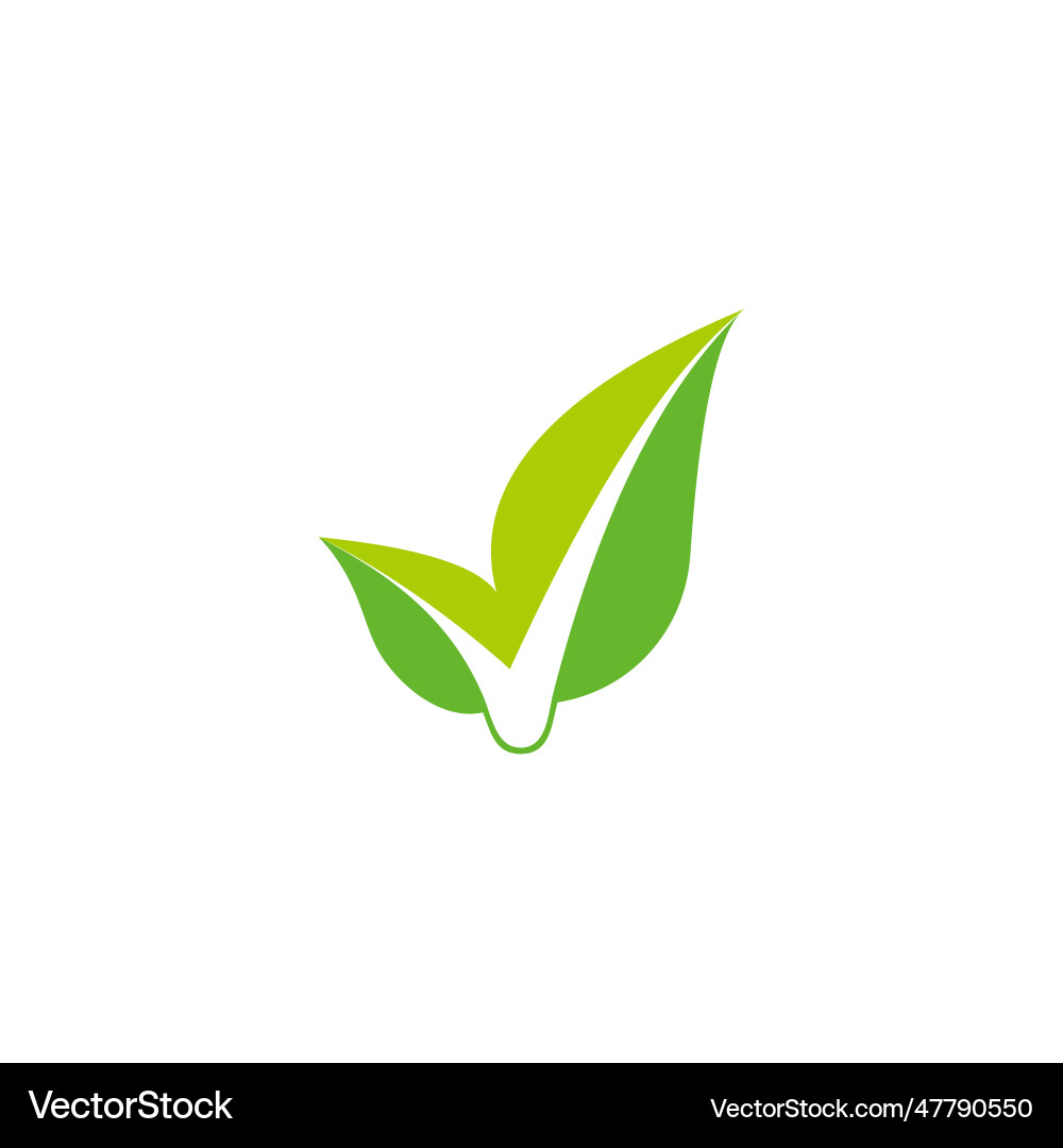 Leaf natural check mark simple geometric organic Vector Image