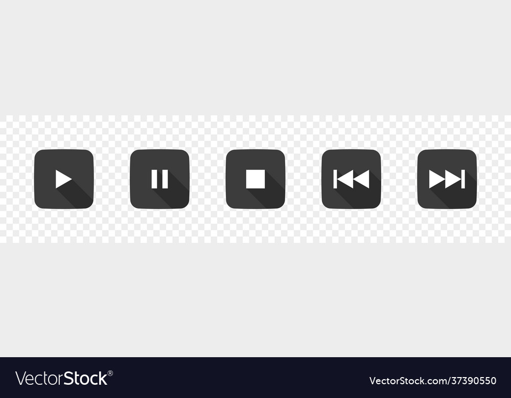 Media player control icons flat Royalty Free Vector Image