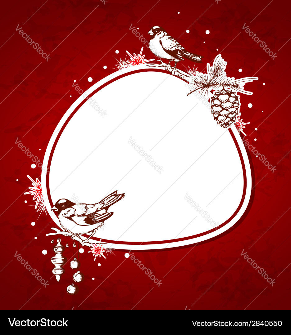 Red christmas background with birds Royalty Free Vector