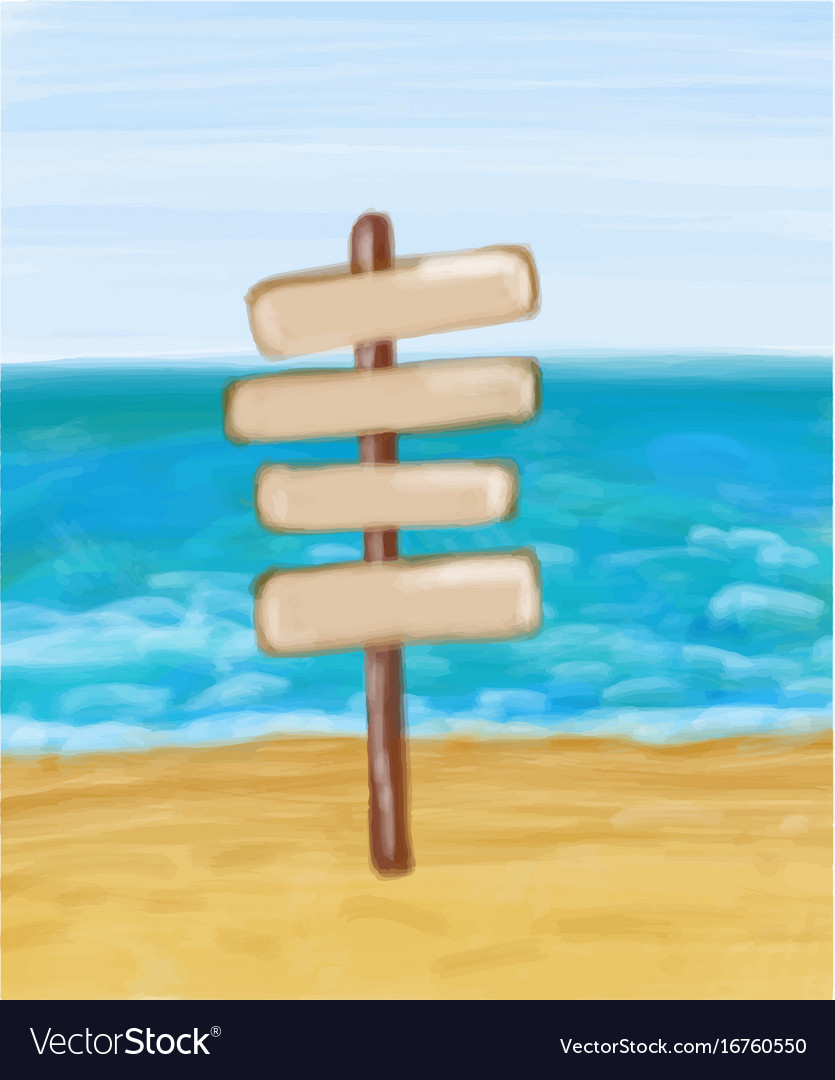 Signpost in the seashore and sea Royalty Free Vector Image