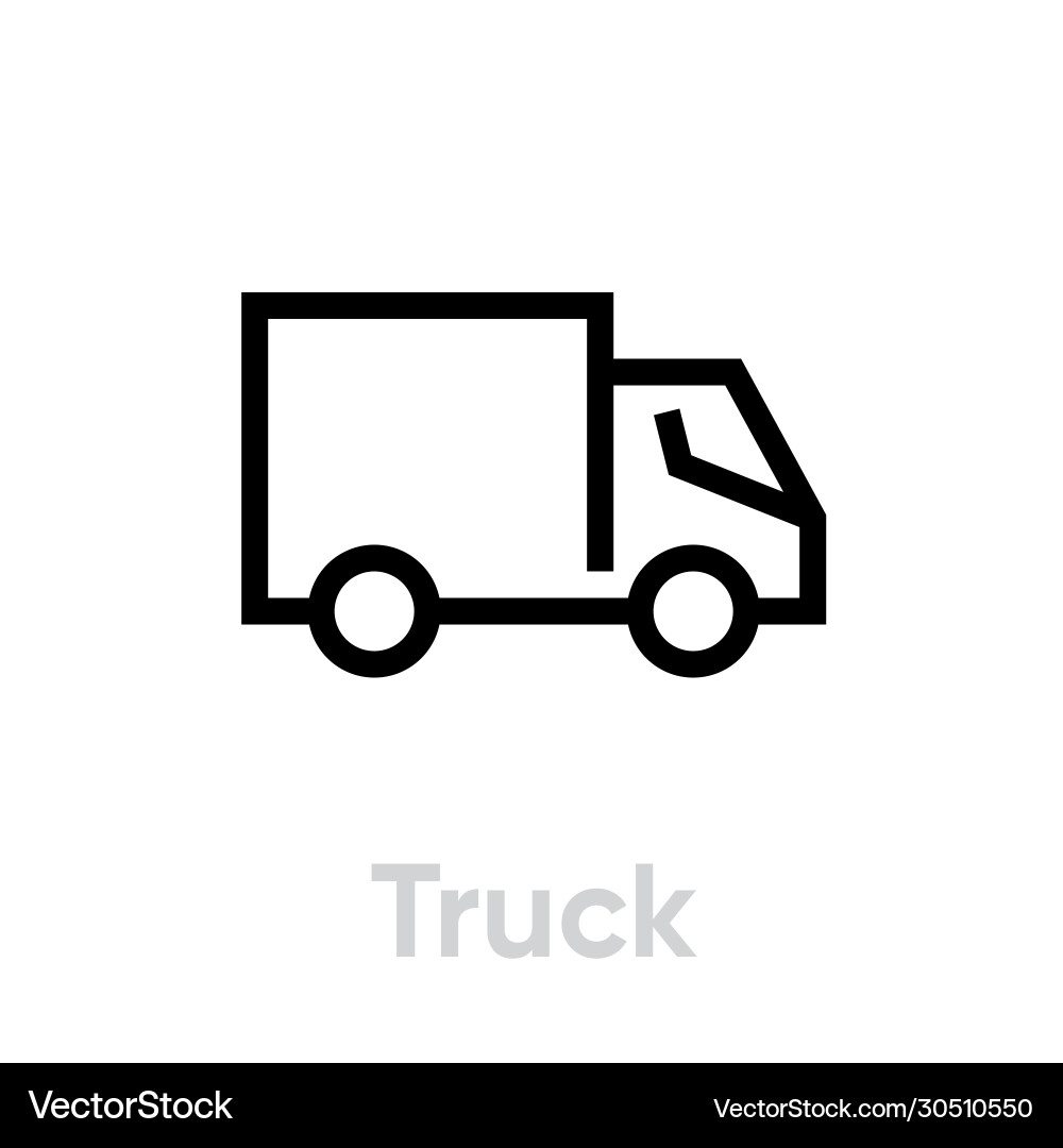 Truck delivery icon editable line Royalty Free Vector Image