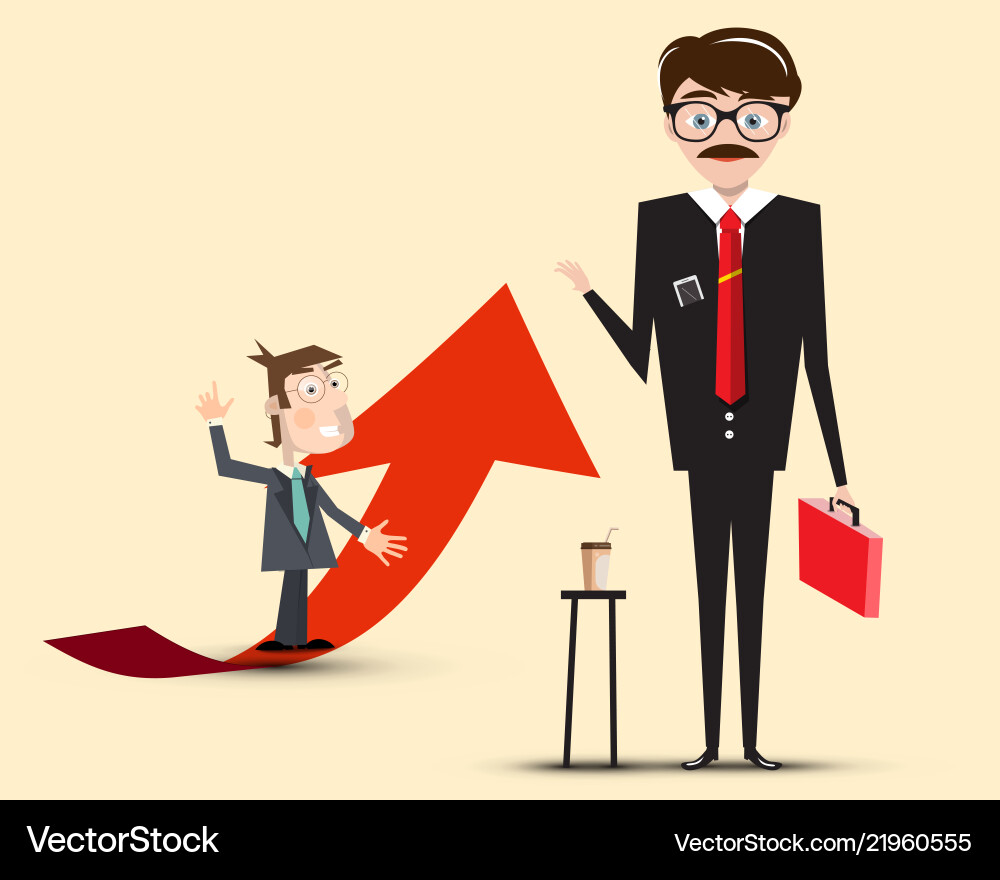 Businessmen characters red with arrow Royalty Free Vector