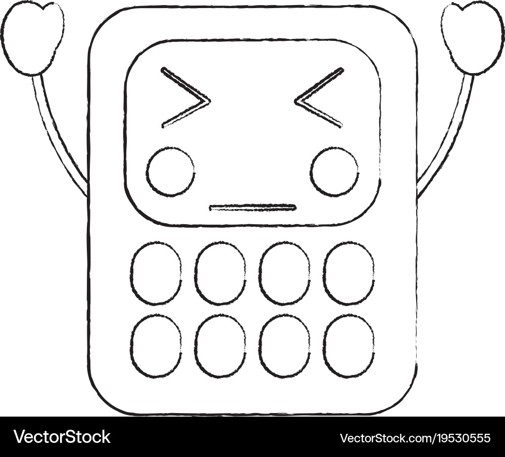 Calculator math kawaii character cartoon Vector Image