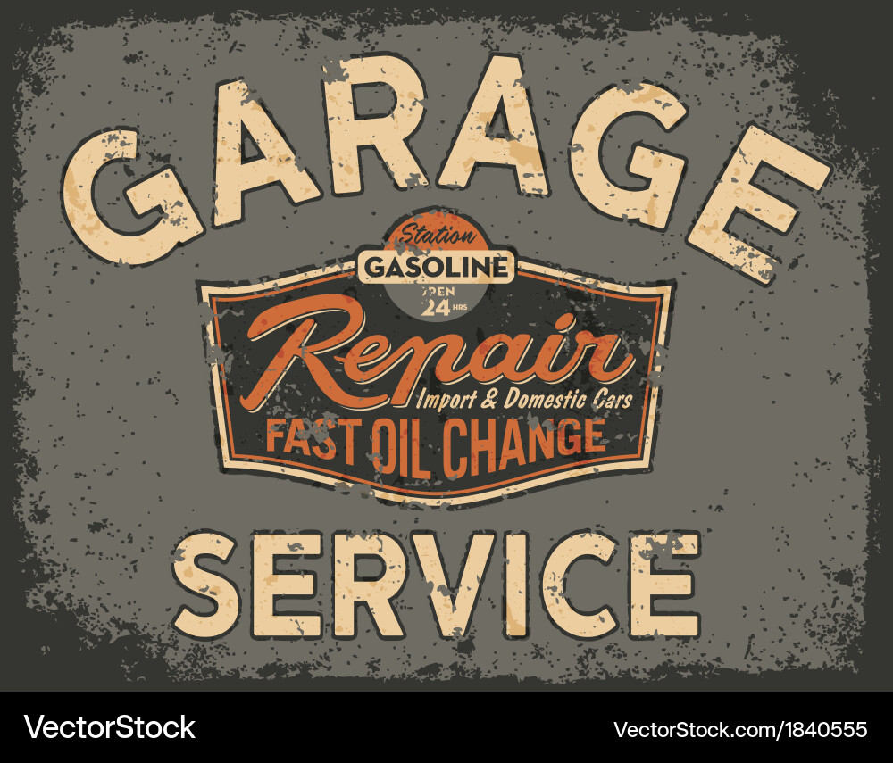 Car service vintage signboard Royalty Free Vector Image