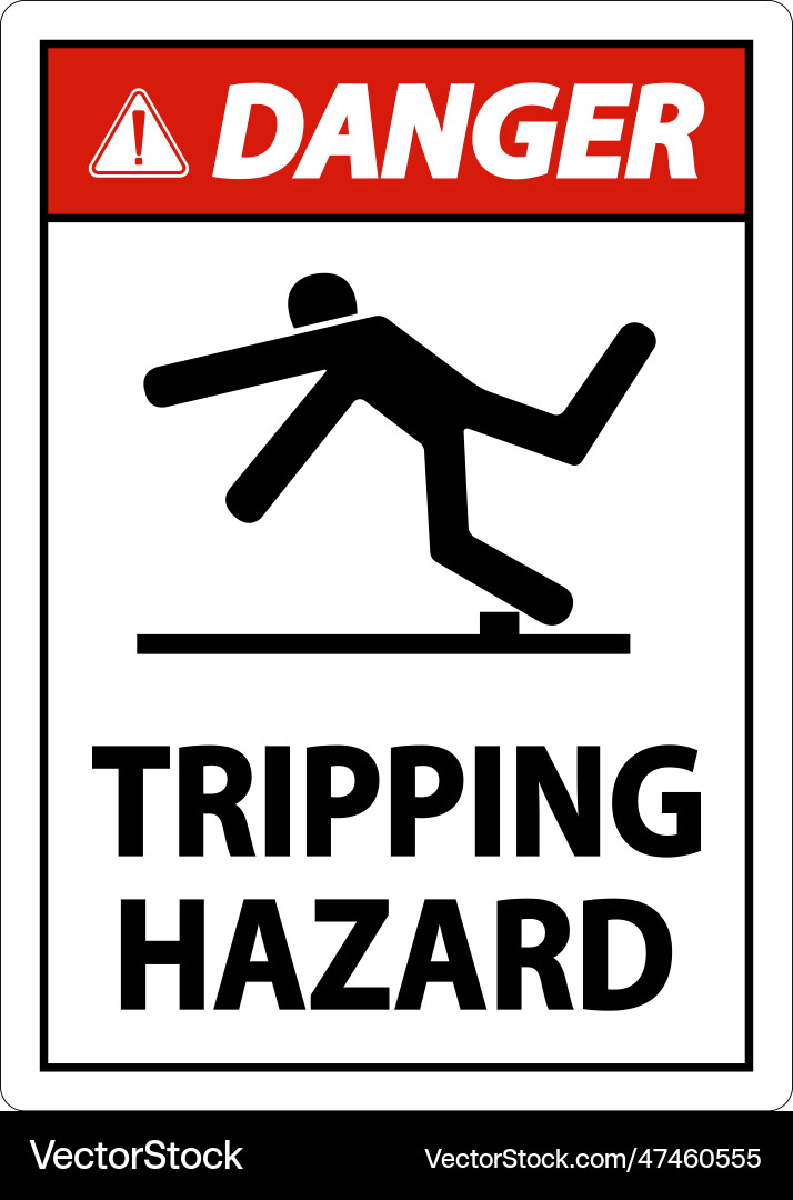 Danger tripping hazard sign on white background Vector Image