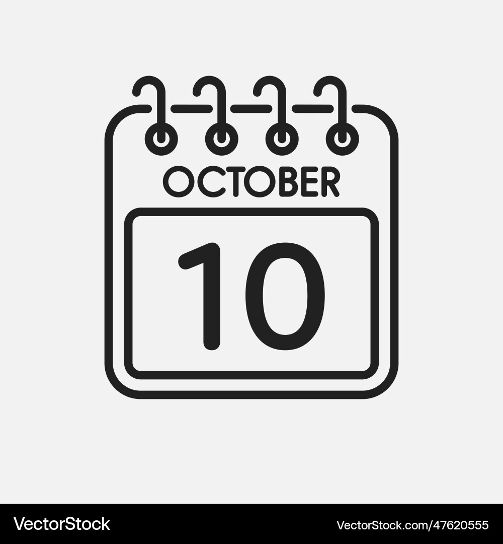 Icon page calendar day - 10 october Royalty Free Vector