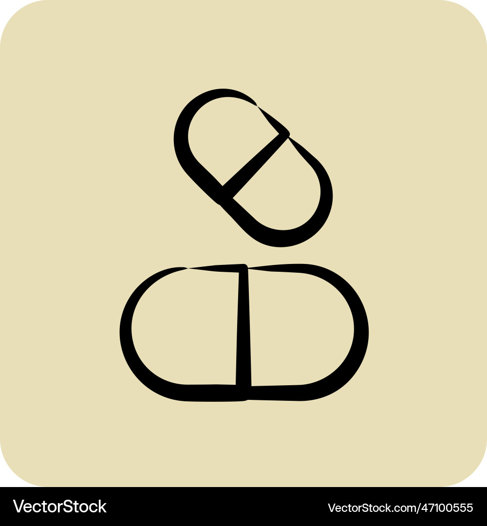 Icon pills suitable for education symbol hand Vector Image