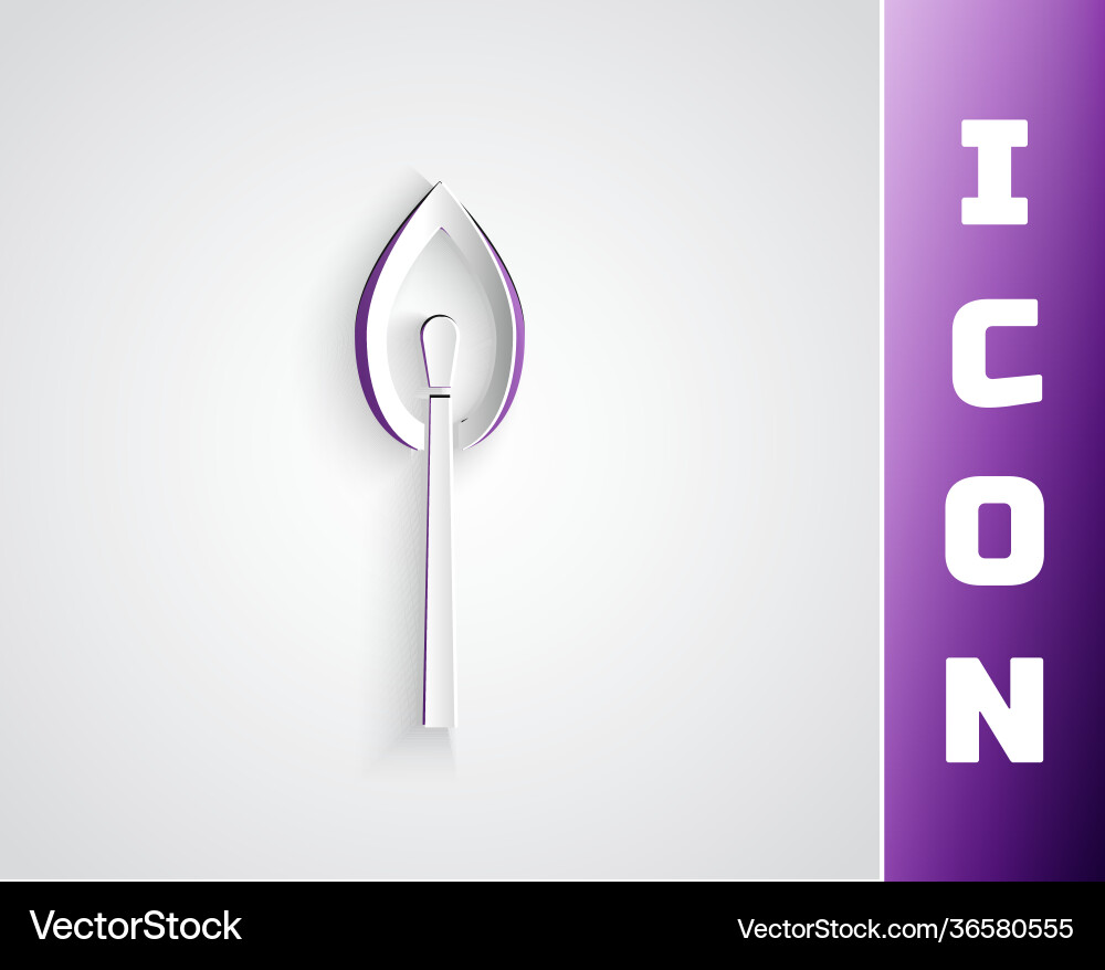 Paper cut burning match with fire icon isolated Vector Image