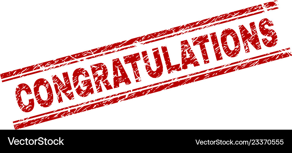 Scratched textured congratulations stamp seal Vector Image