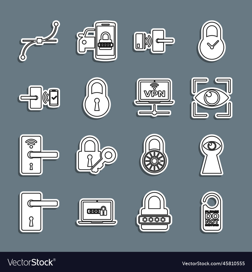 Set line please do not disturb keyhole with eye Vector Image