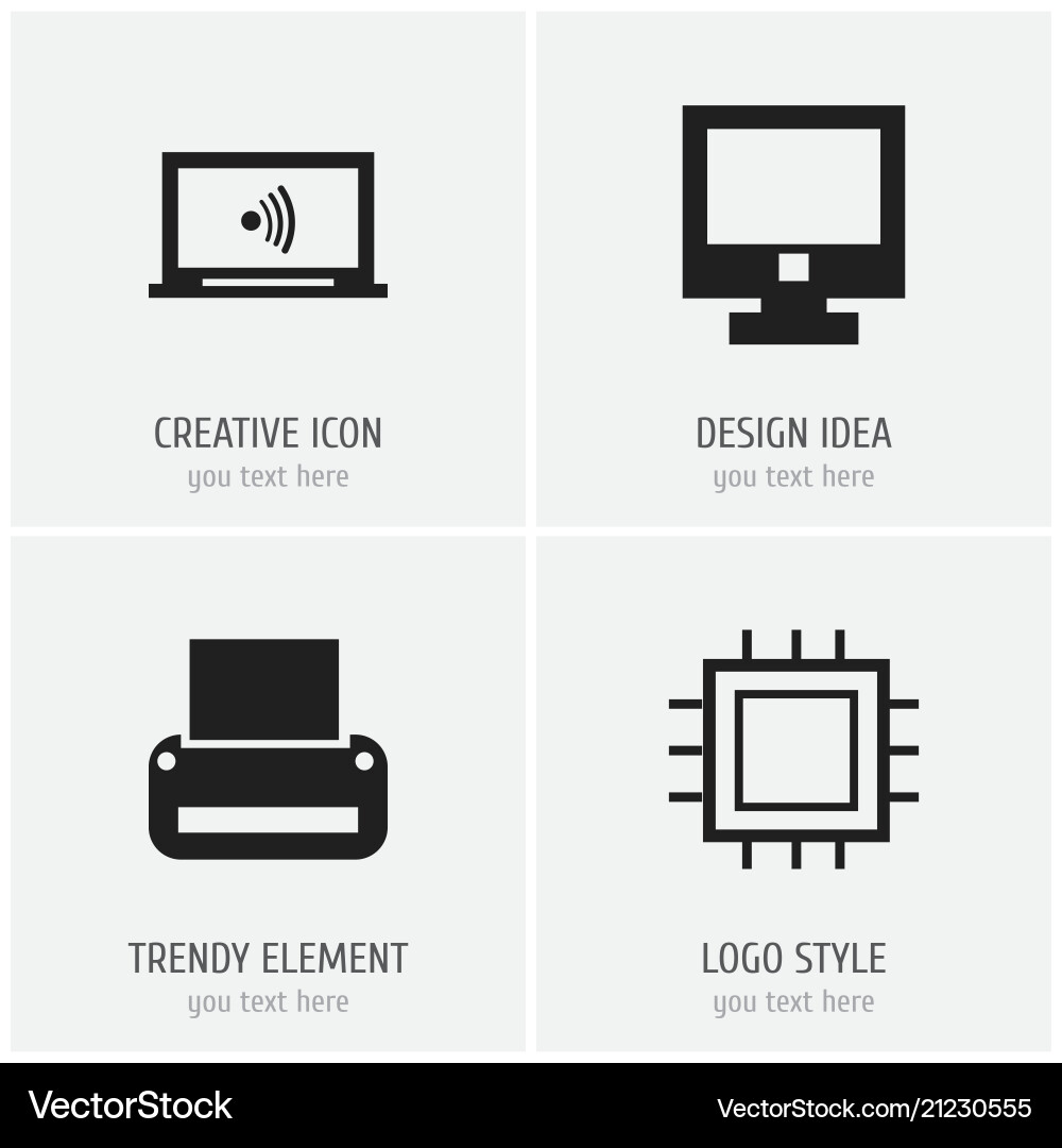 Set of 4 editable computer icons includes symbols Vector Image