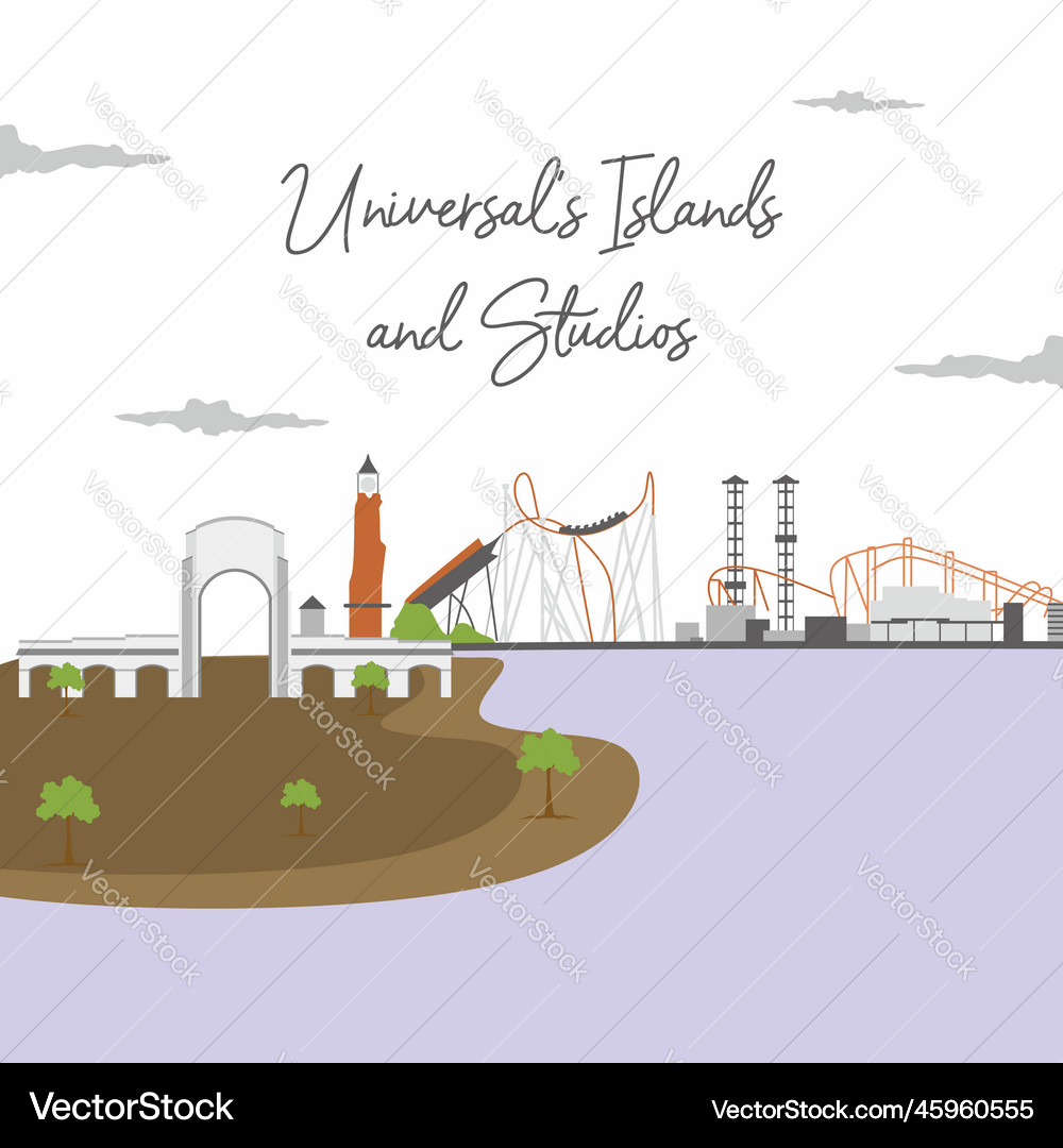 Set of universal s islands and studios Royalty Free Vector