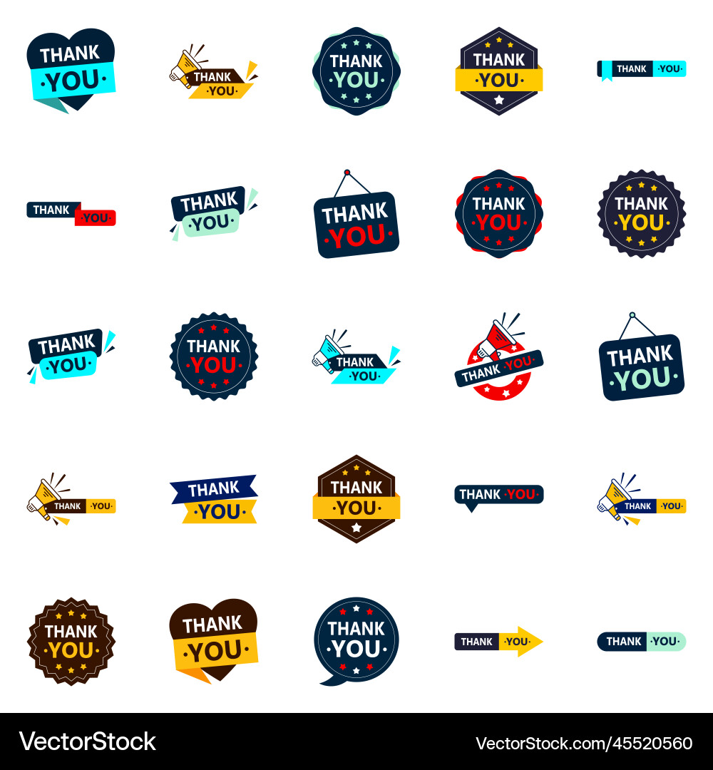 25 fresh elements for thank you cards and notes Vector Image