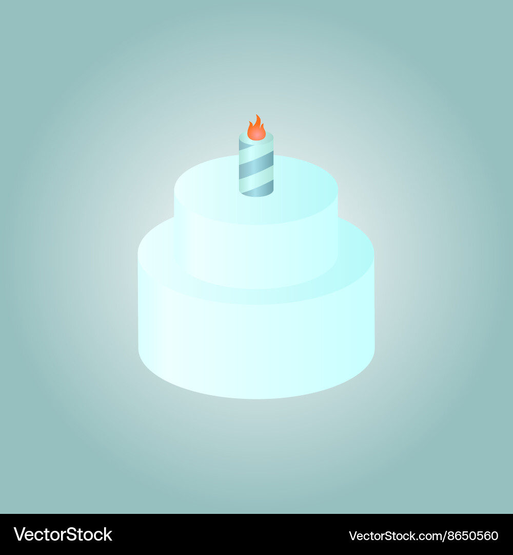 Birthday cake whit burning candle Royalty Free Vector Image