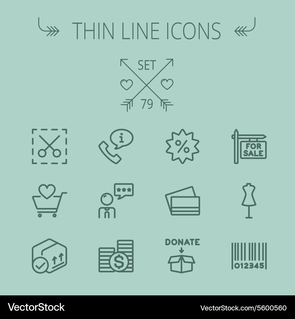 Business shopping thin line icon set Royalty Free Vector