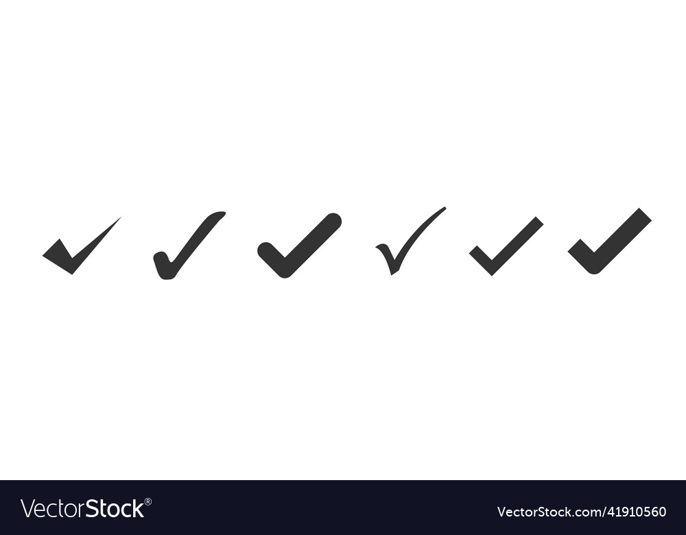 Check mark icons set isolated on white Royalty Free Vector