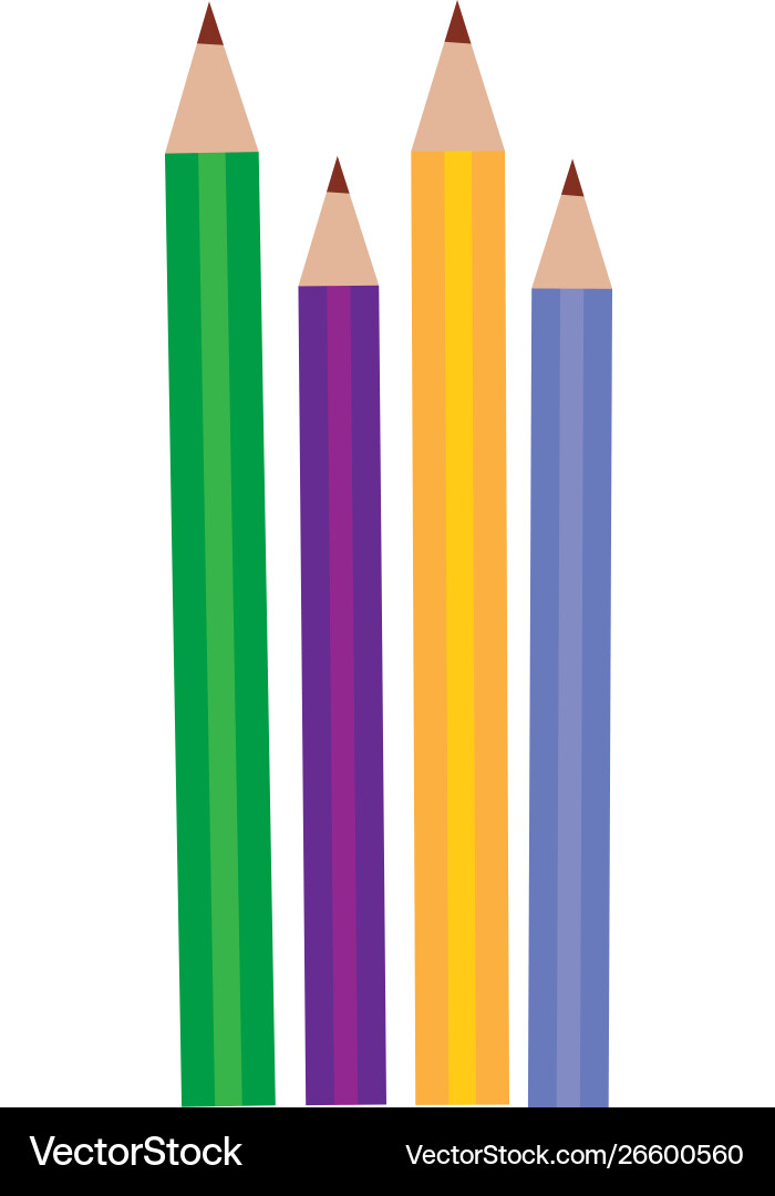 Pencils colors study isolated icons Royalty Free Vector