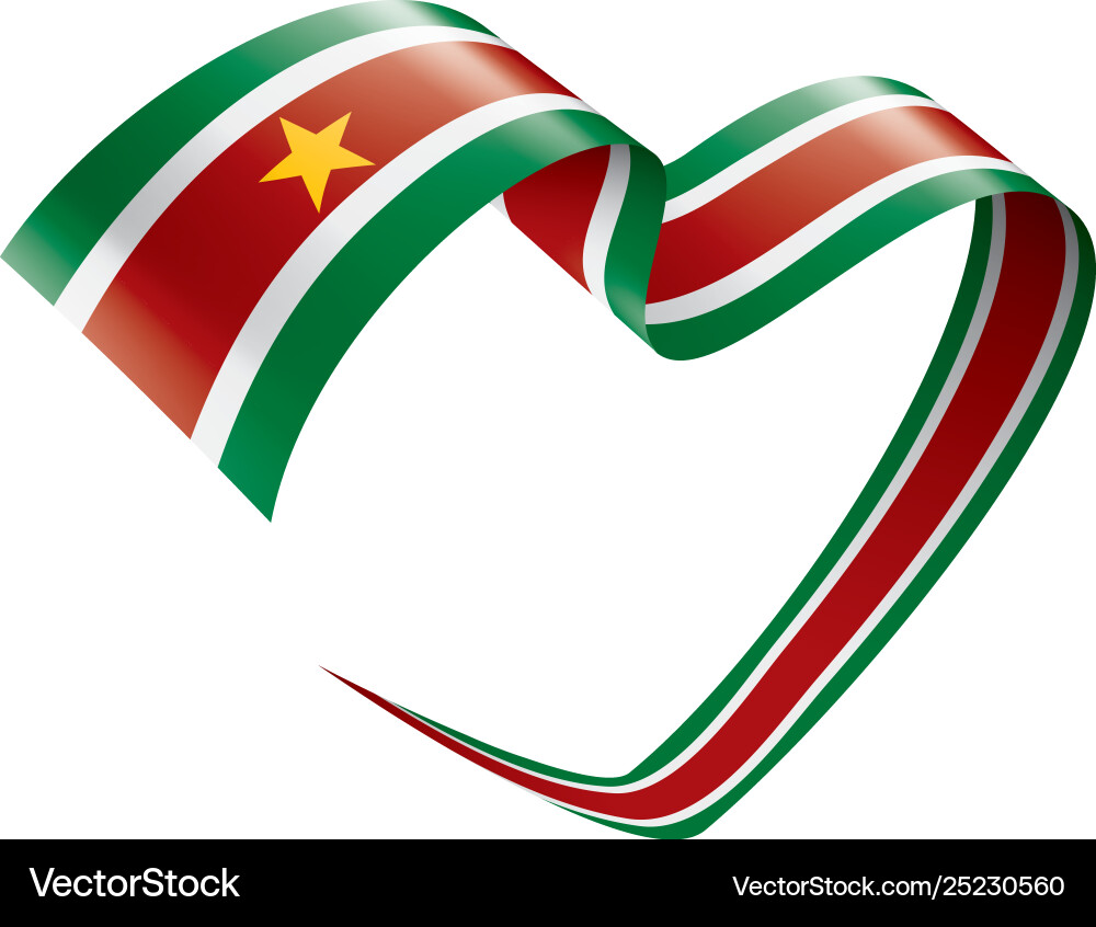 Suriname flag on a white Royalty Free Vector Image