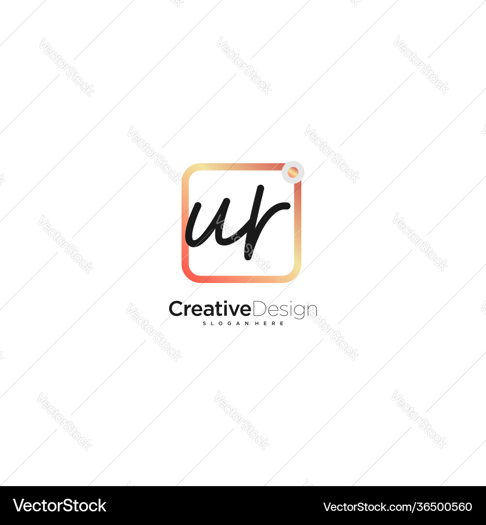 Ur initial letter handwriting logo art hand drawn Vector Image