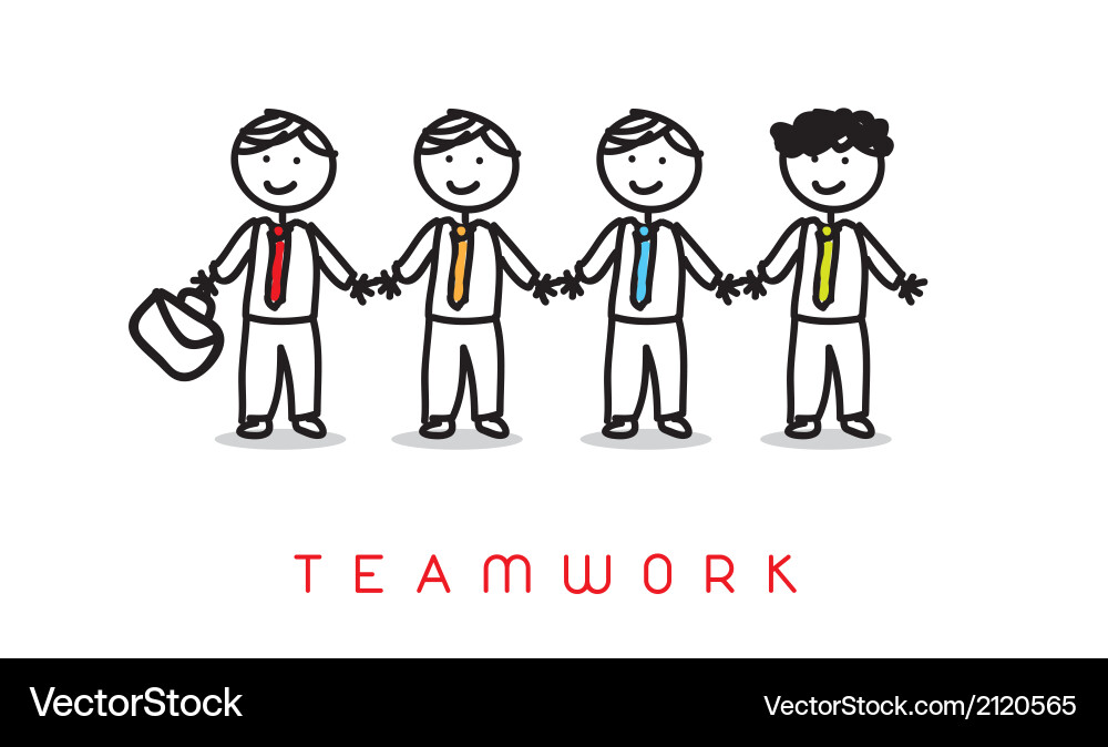 Cartoon businessman over white background teamwork
