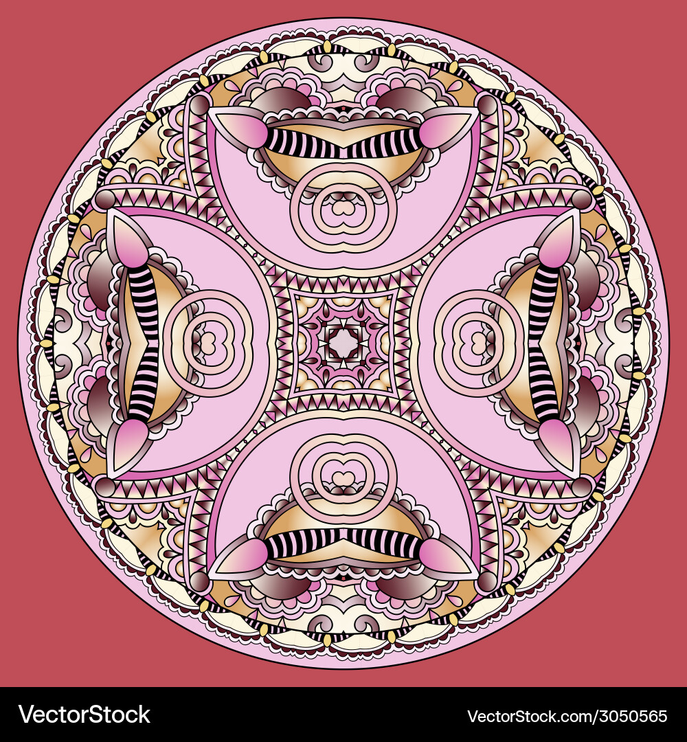 Decorative design of circle dish template round Vector Image