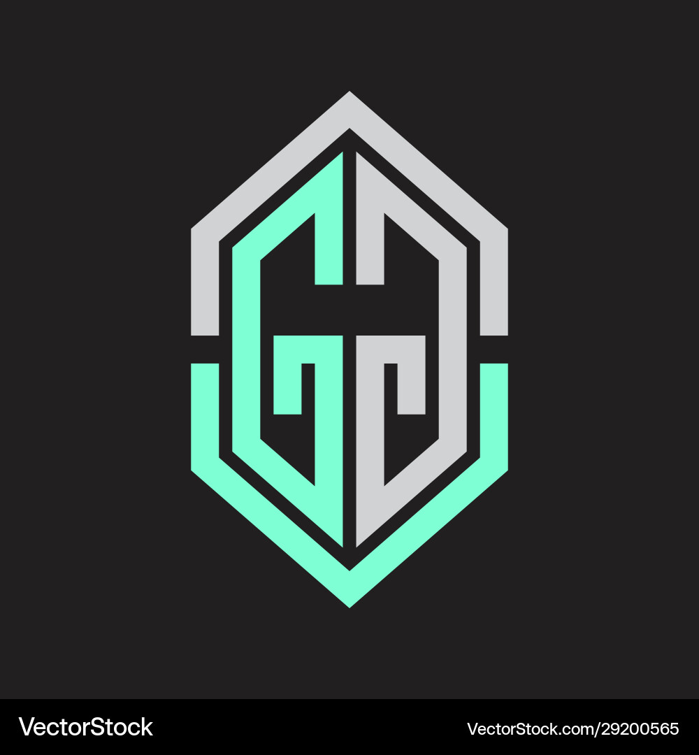 Gg logo monogram with hexagon shape and outline Vector Image