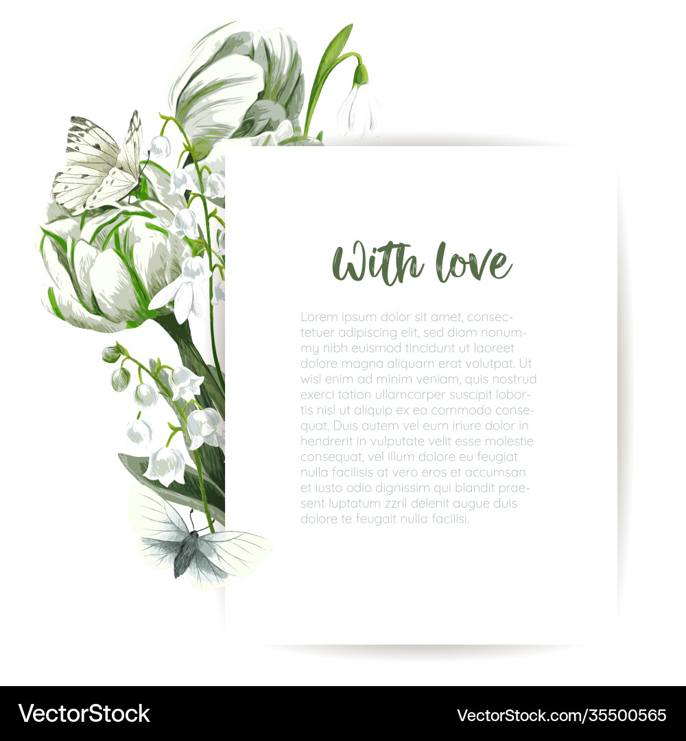 Greeting card design template hand drawn flowers Vector Image