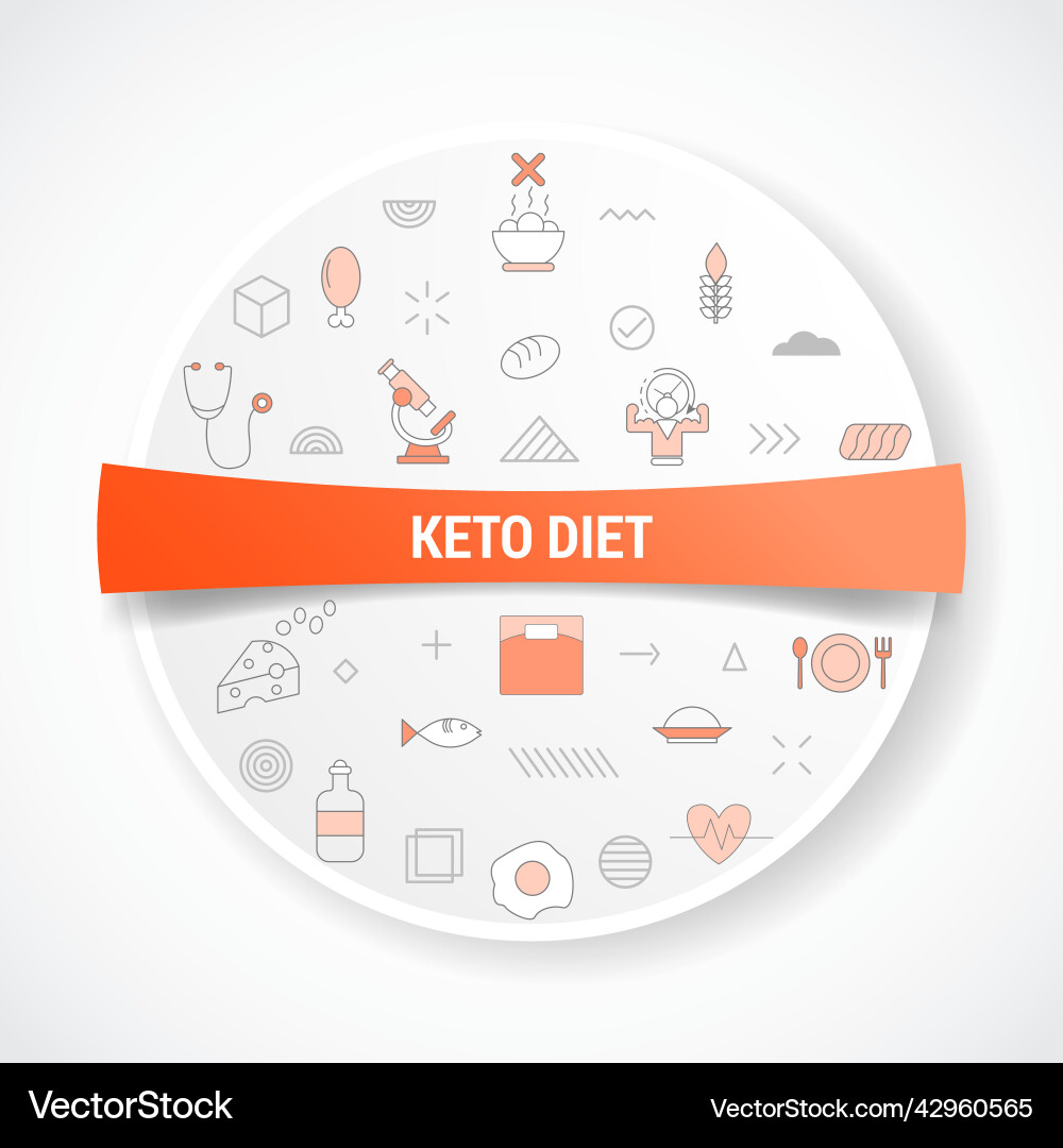 Keto diet concept with icon round Royalty Free Vector Image