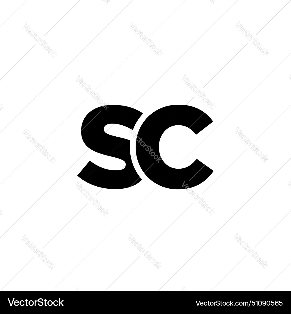 Letter s and c sc logo design template minimal Vector Image