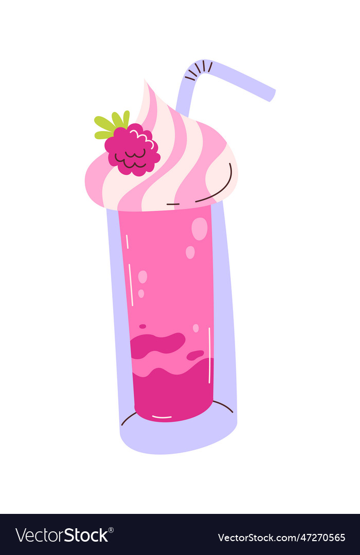 Milkshake with raspberry Royalty Free Vector Image