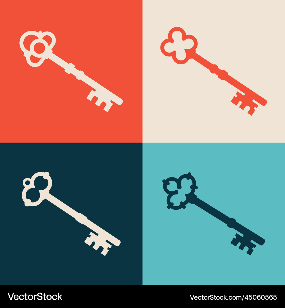 Old key house icon logo key silhouette Royalty Free Vector