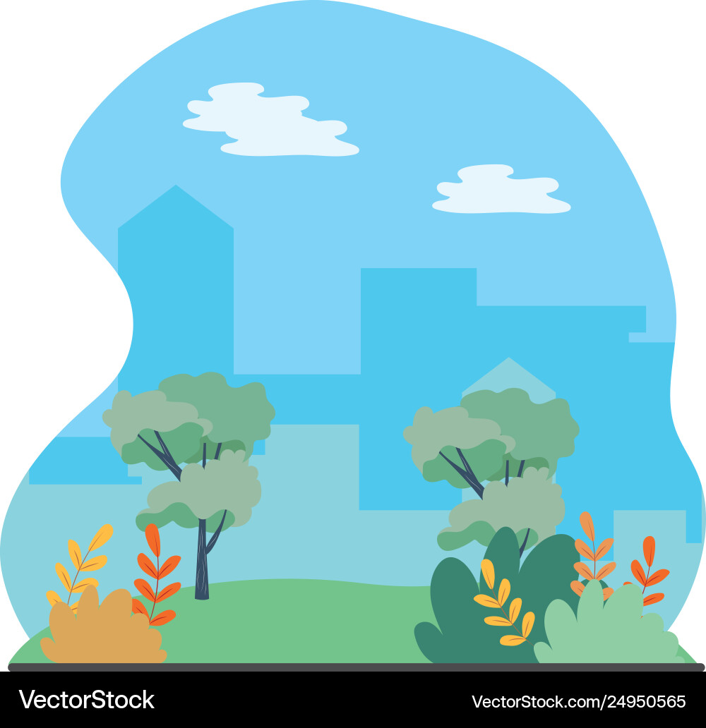 Outdoor view scene cartoon Royalty Free Vector Image