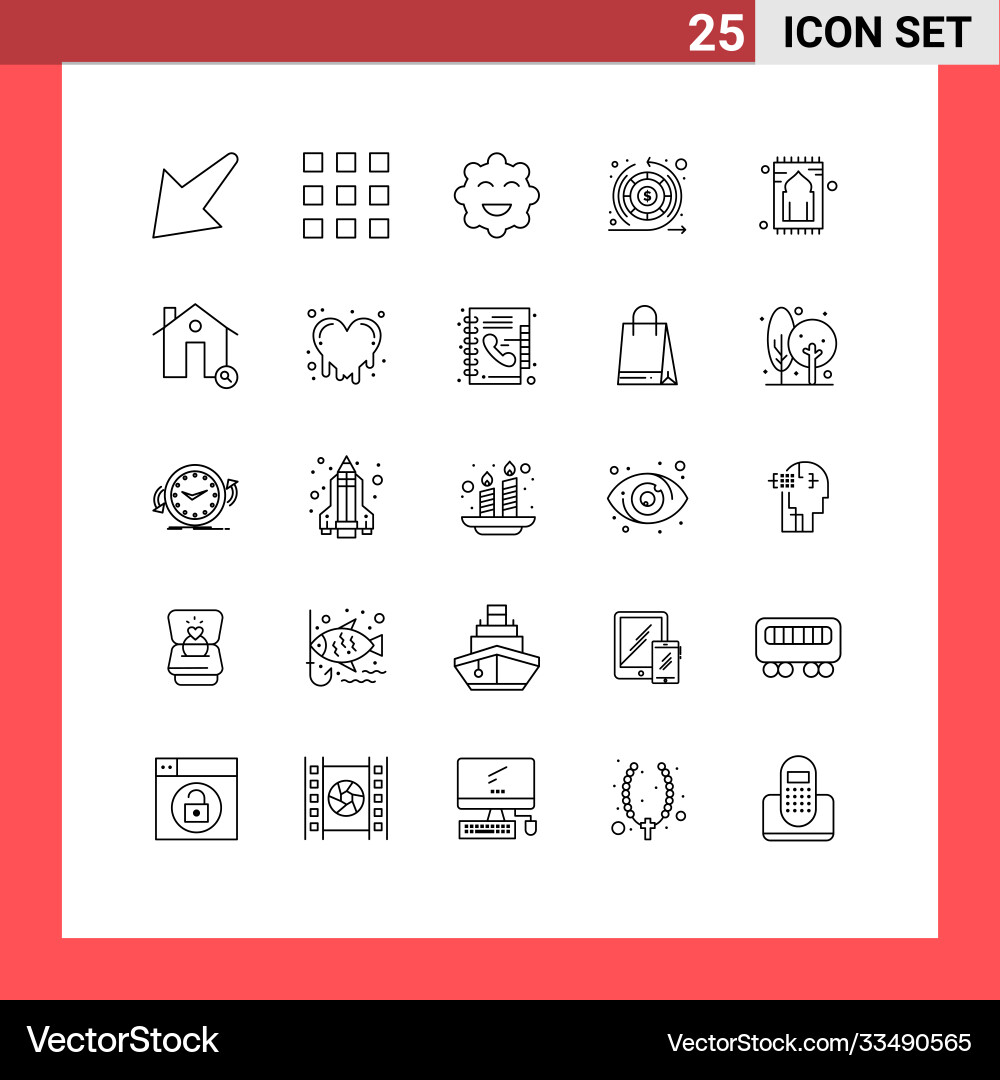 Pack 25 modern lines signs and symbols for web Vector Image