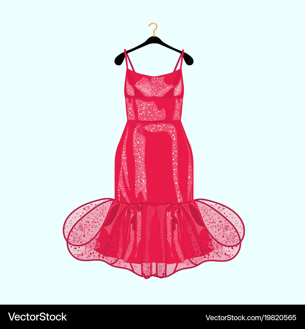 Red party dress with decor Royalty Free Vector Image