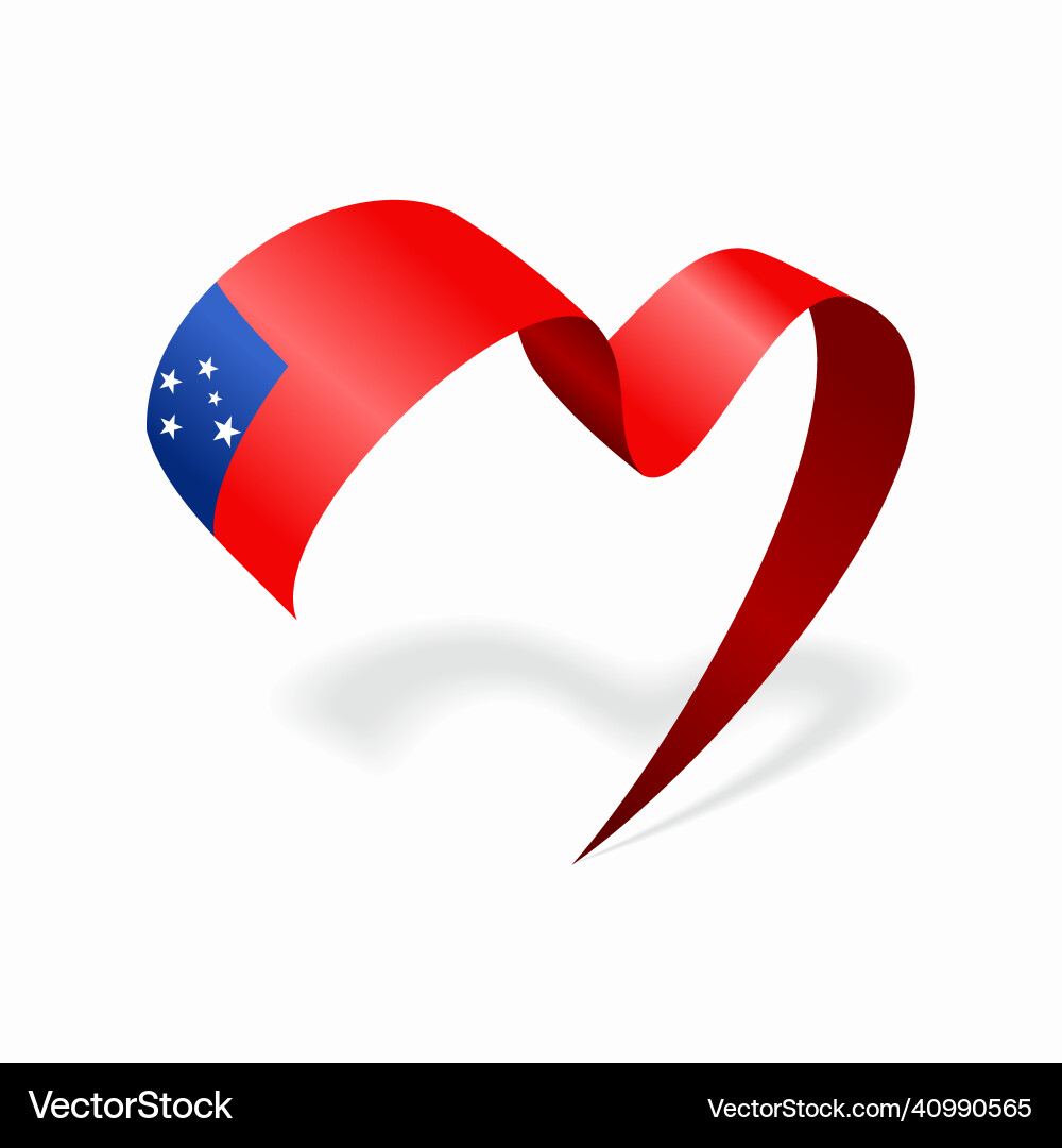 Samoan flag heart shaped ribbon Royalty Free Vector Image