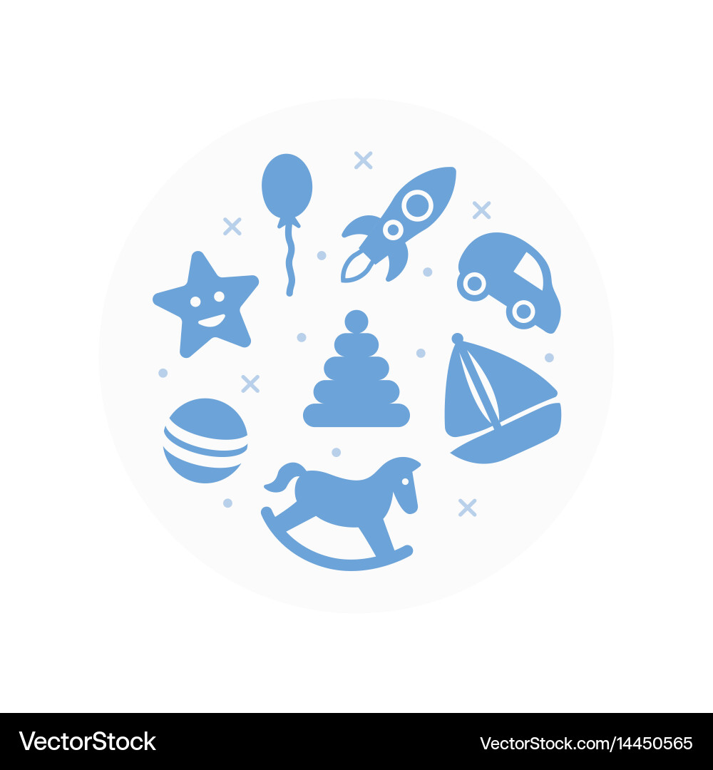Toys logo flat icons set Royalty Free Vector Image