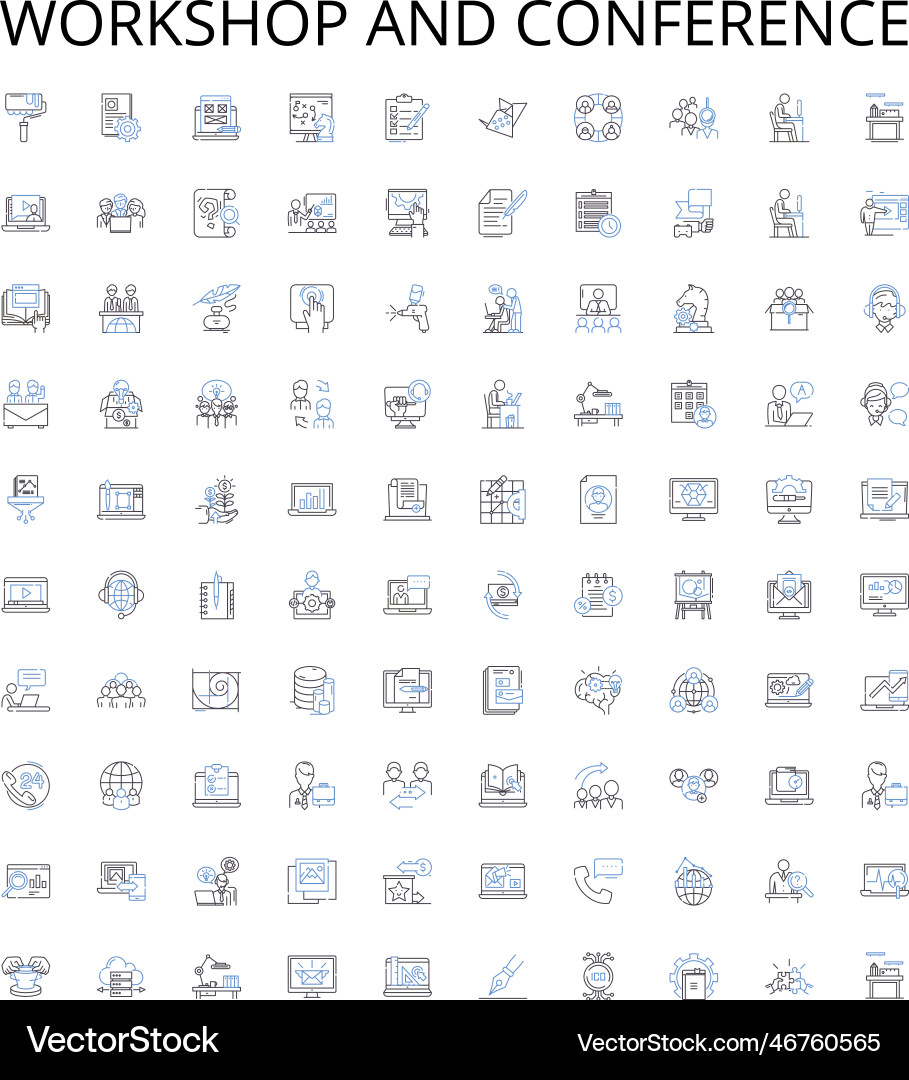 Workshop and conference outline icons collection Vector Image