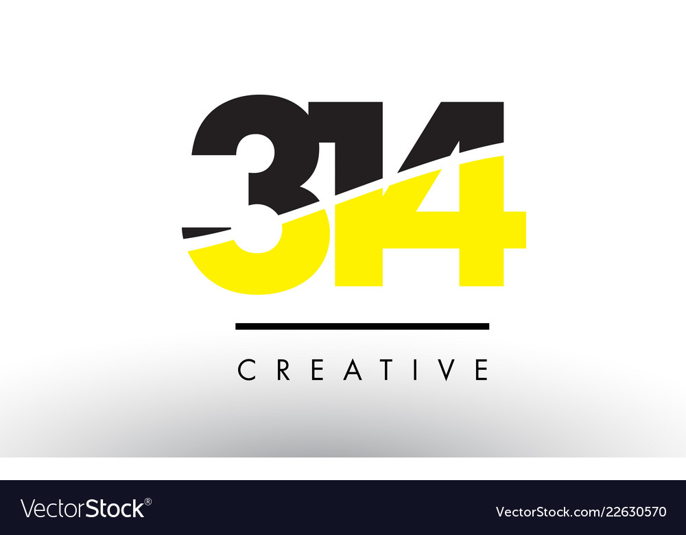 314 black and yellow number logo design Royalty Free Vector