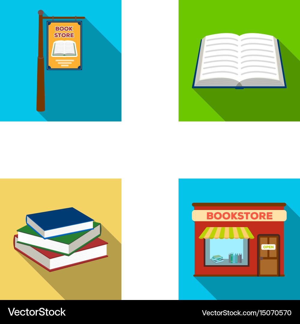 A signboard bookstore stack of books Royalty Free Vector